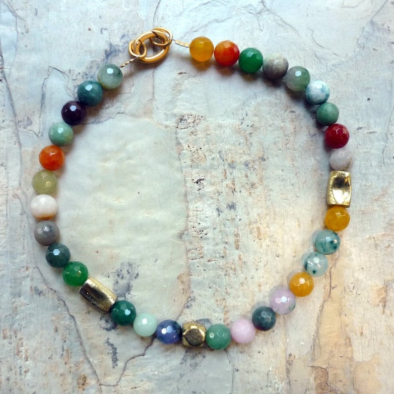 Bright Colors Necklace Colorful Agate Stones Necklace - Etsy