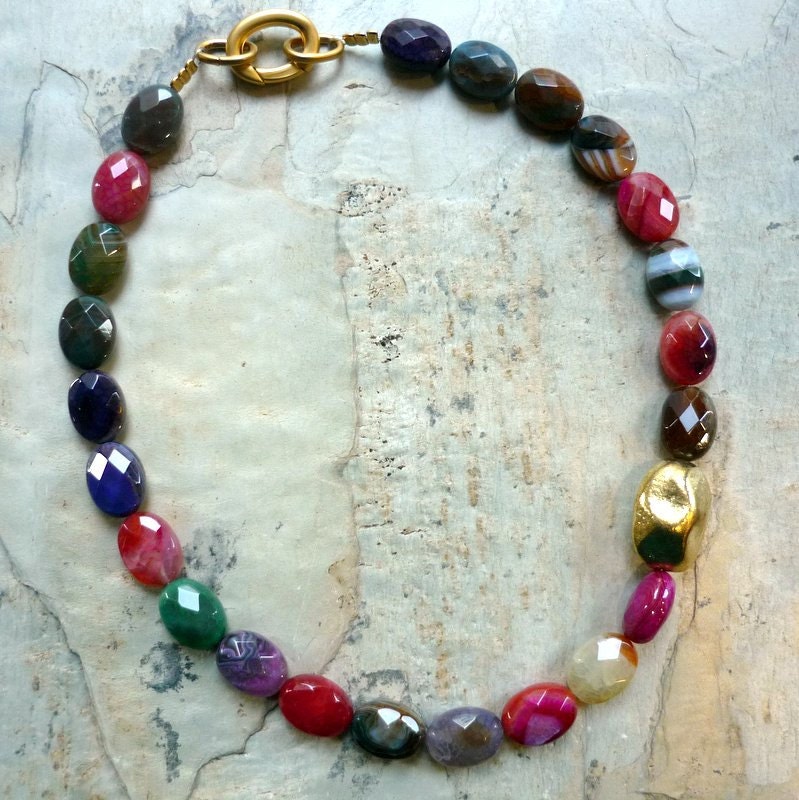 Nugget Agate Stones Necklace Colorful Necklace Bright Agate - Etsy