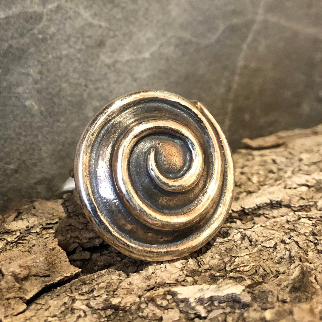 Sterling Silver Spiral Ring, Round Silver Ring, Statement Silver Ring ...