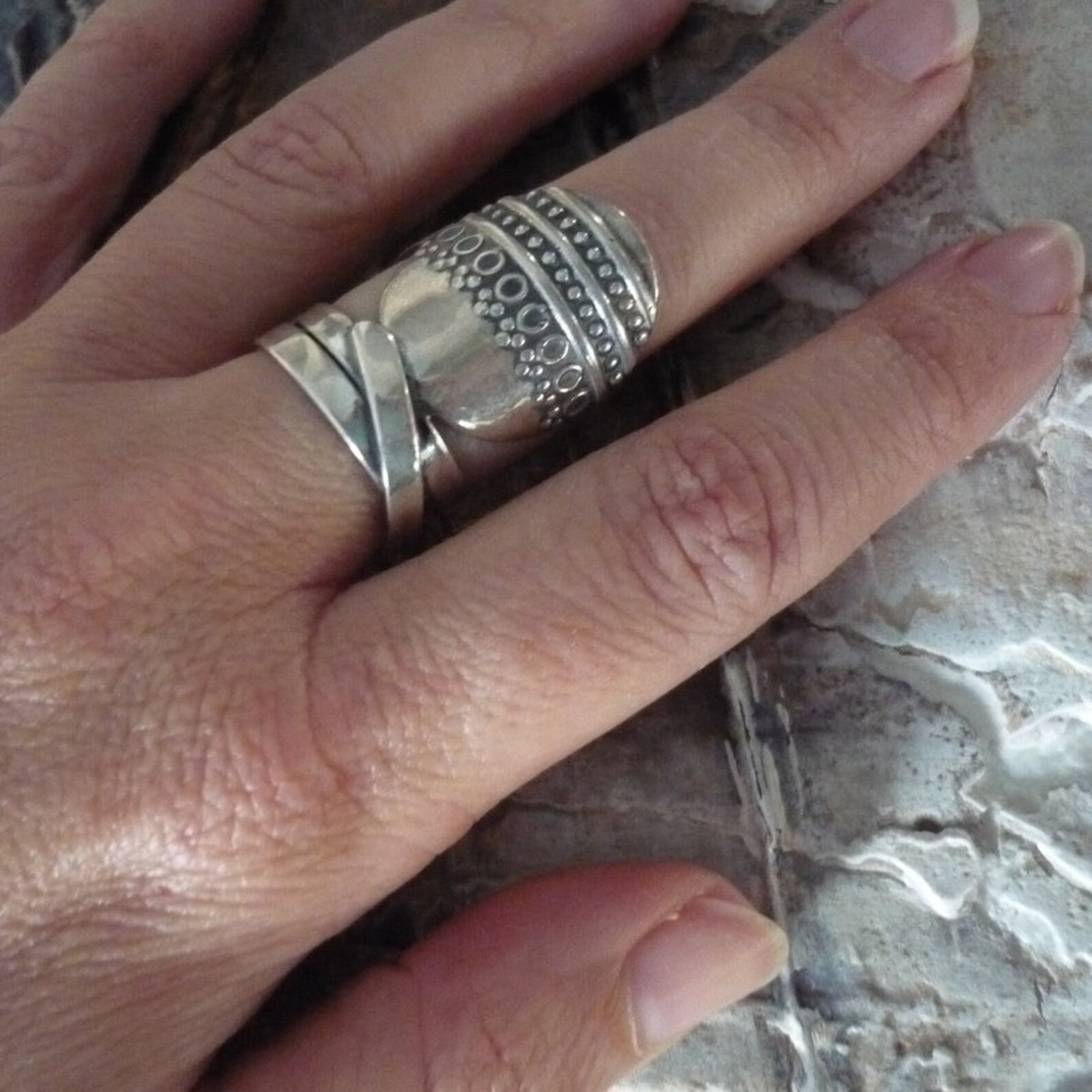 Sterling Silver Ring, Silver Wire Wrapped Ring, Wide Ring, Statement ...