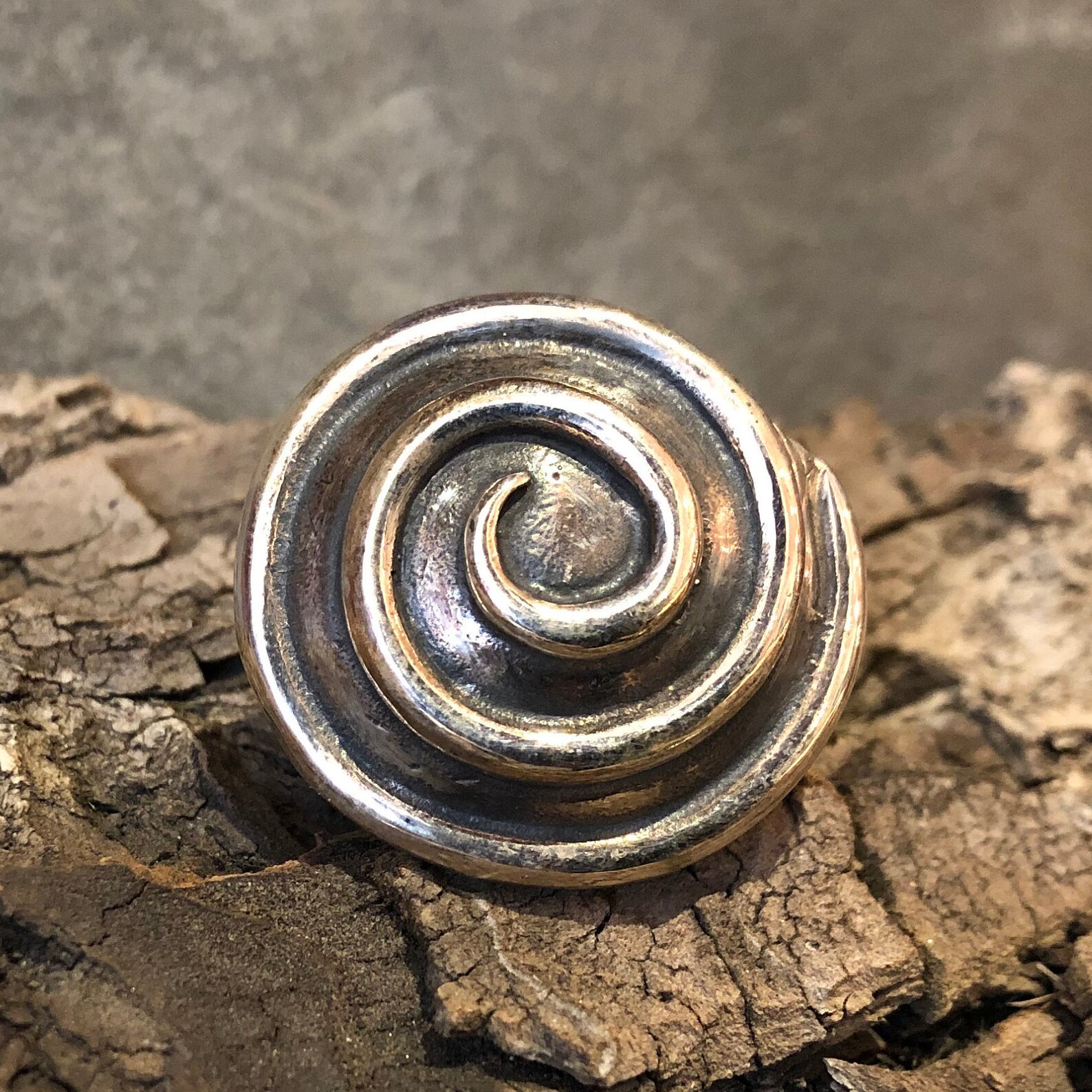Silver Spiral Ring, Round Statement Silver Ring, Big Ring, Cocktail ...
