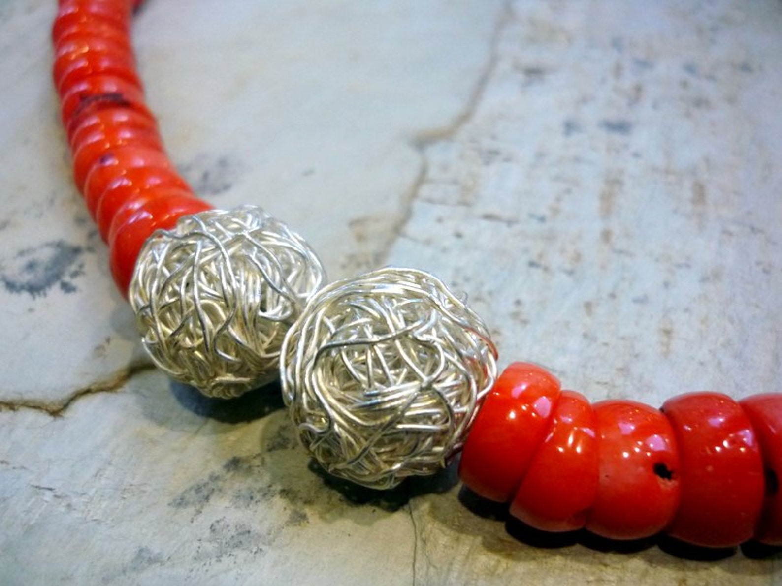 Coral Stone Necklace, Statement Necklace, Orange Necklace, Chunky ...