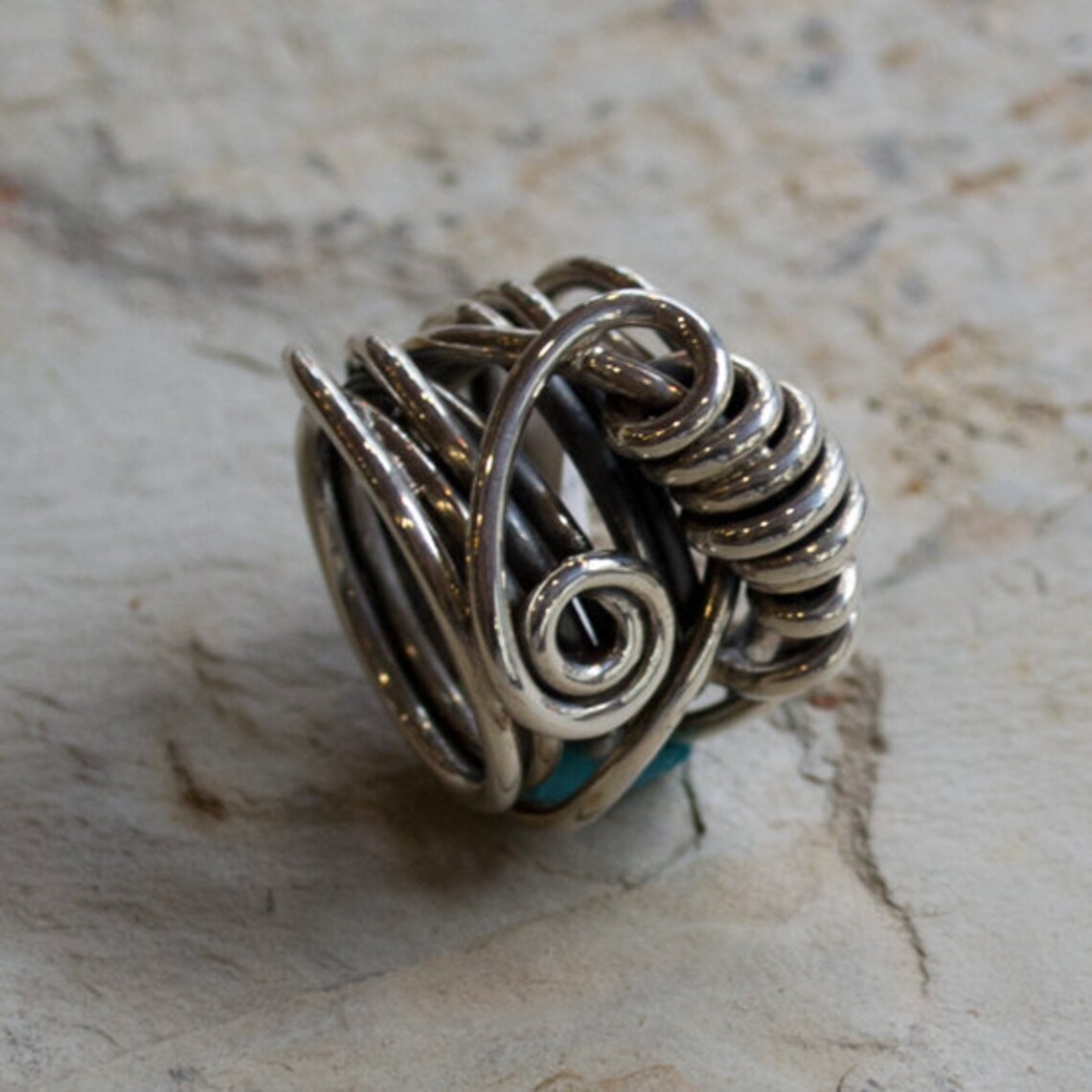 Sterling Silver Ring, Wire Wrapped Silver Ring, Silver Ring, Statement ...