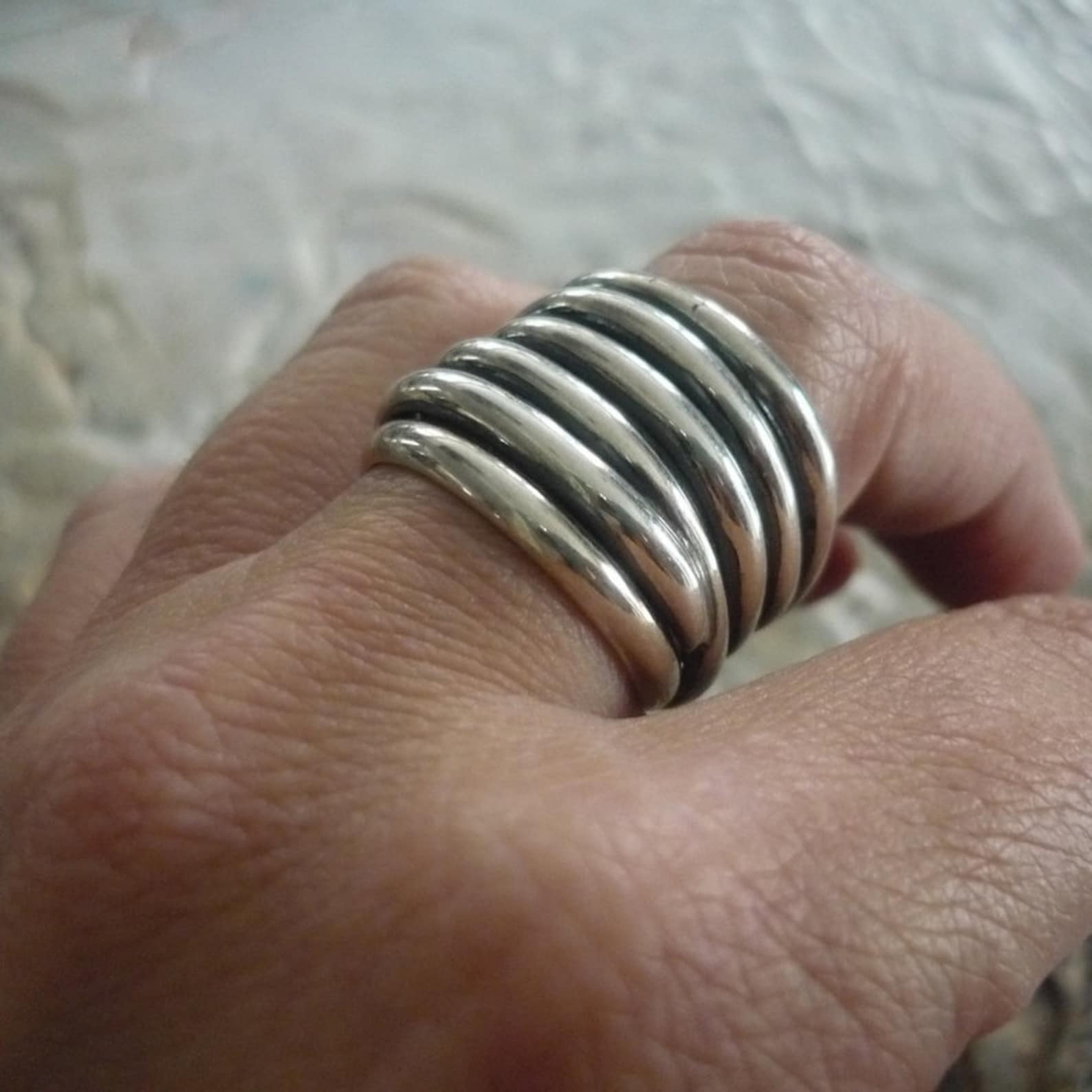 Sterling Silver Ring Wire Wrapped Ring Wide Silver Ring - Etsy