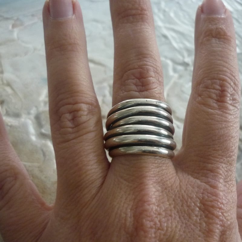 Sterling Silver Ring Wire Wrapped Ring Wide Silver Ring - Etsy
