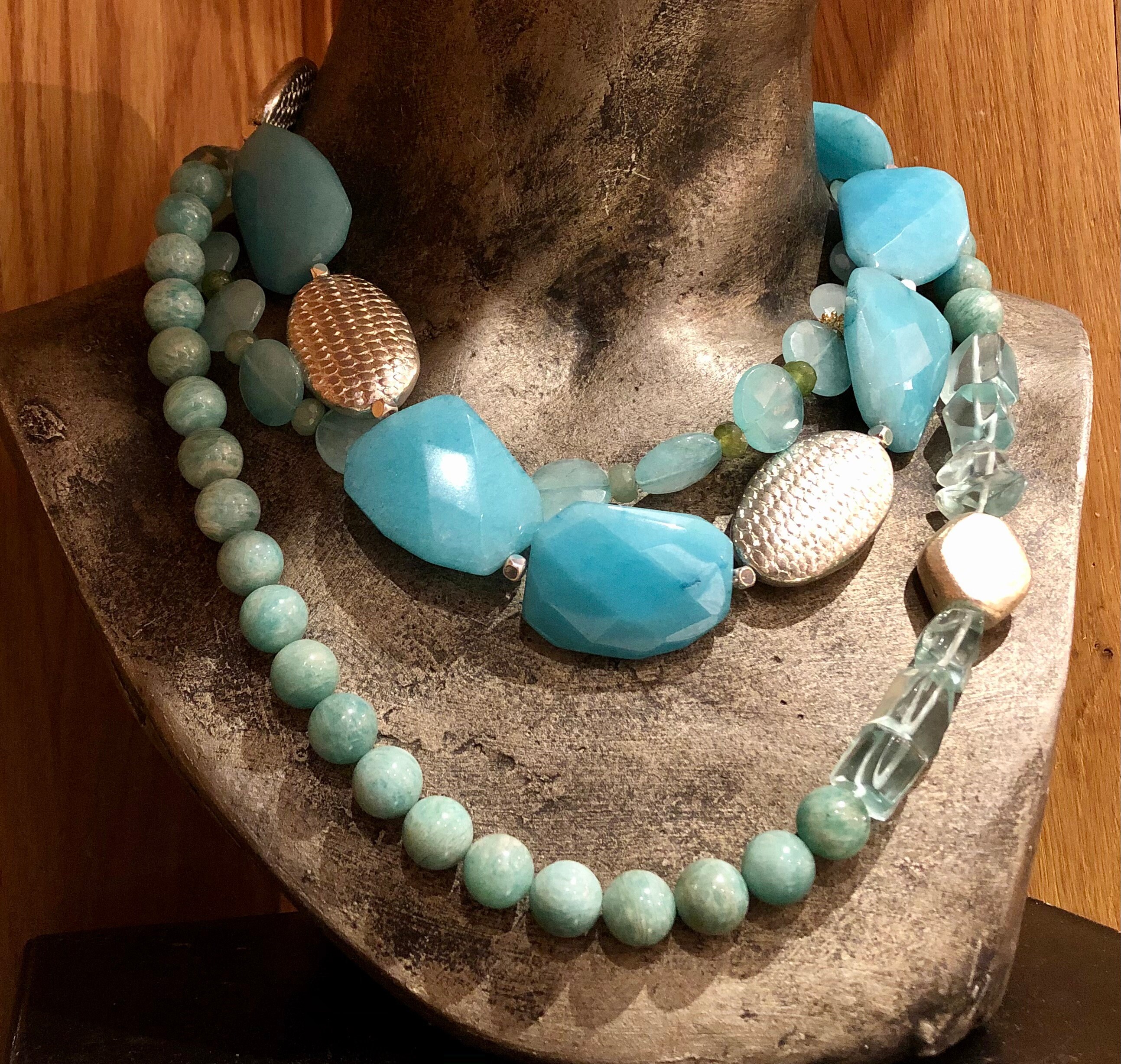 Blue Jade Necklaces Turquoise Colored Jade Necklace Trio - Etsy