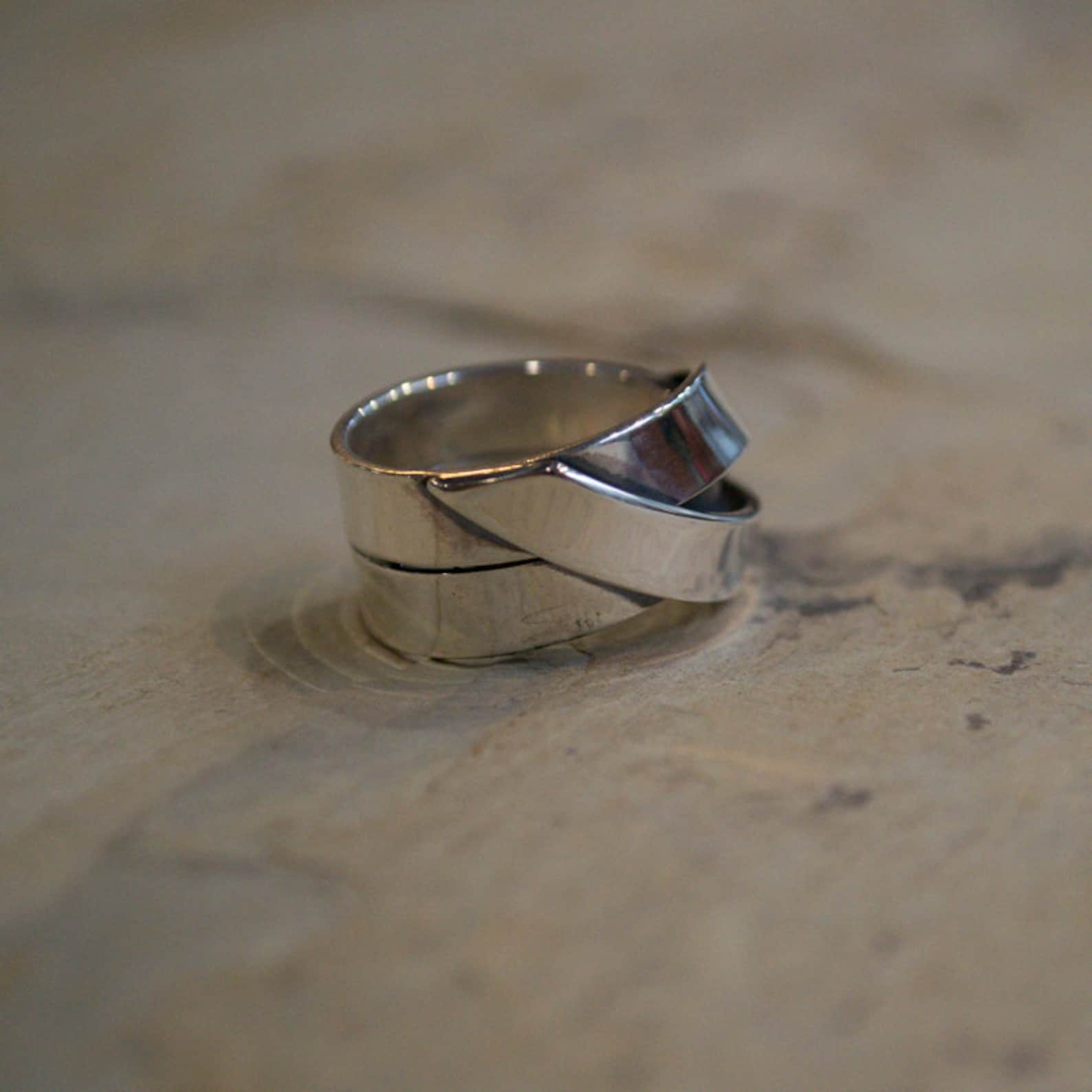 Sterling Silver Ring, Silver Wire Wrapped Ring, Wide Silver Band, Large ...