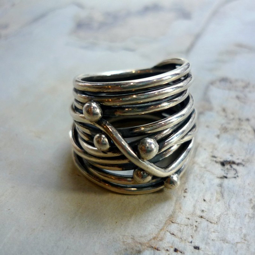Sterling Silver Ring, Wire Wrapped Silver Ring, Silver Ring, Statement ...