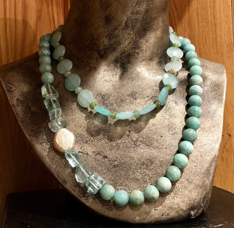 Blue Jade Necklaces Turquoise Colored Jade Necklace Trio - Etsy