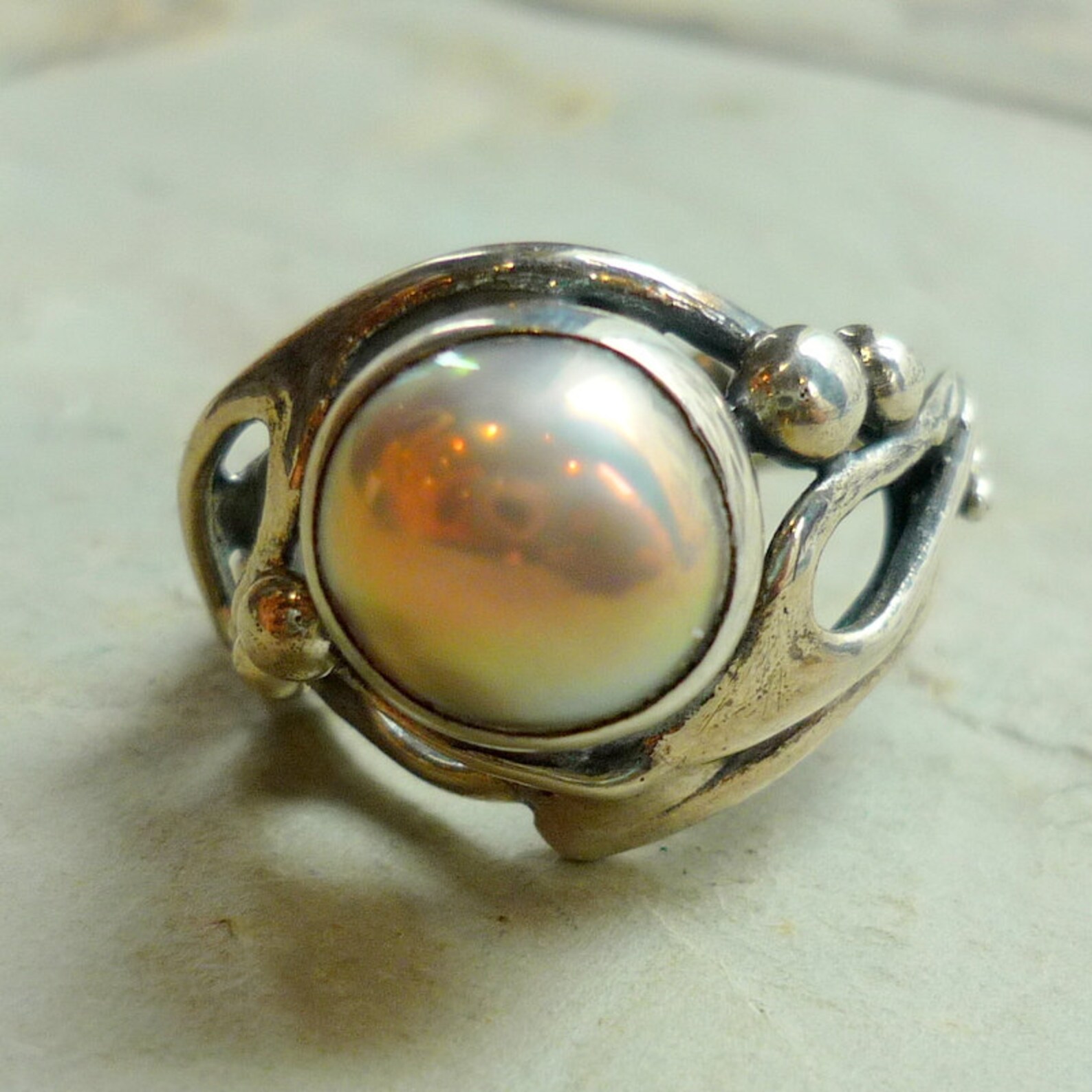 Sterling Silver Ring Pearl Ring Light Pink Pearl Ring | Etsy
