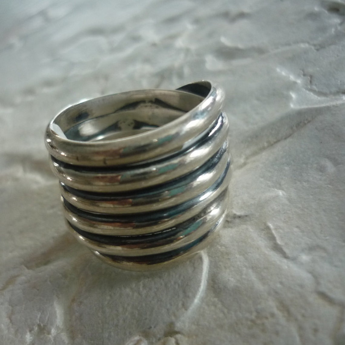 Sterling Silver Ring Wire Wrapped Ring Wide Silver Ring - Etsy