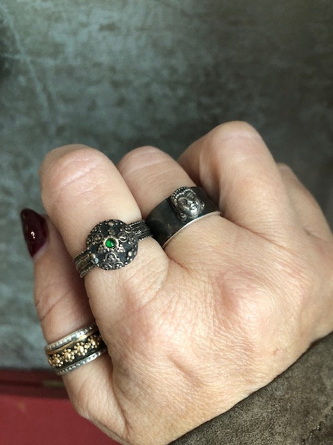 Buddha Ring Sterling Silver Ring Zen Ring Oxidized Silver | Etsy