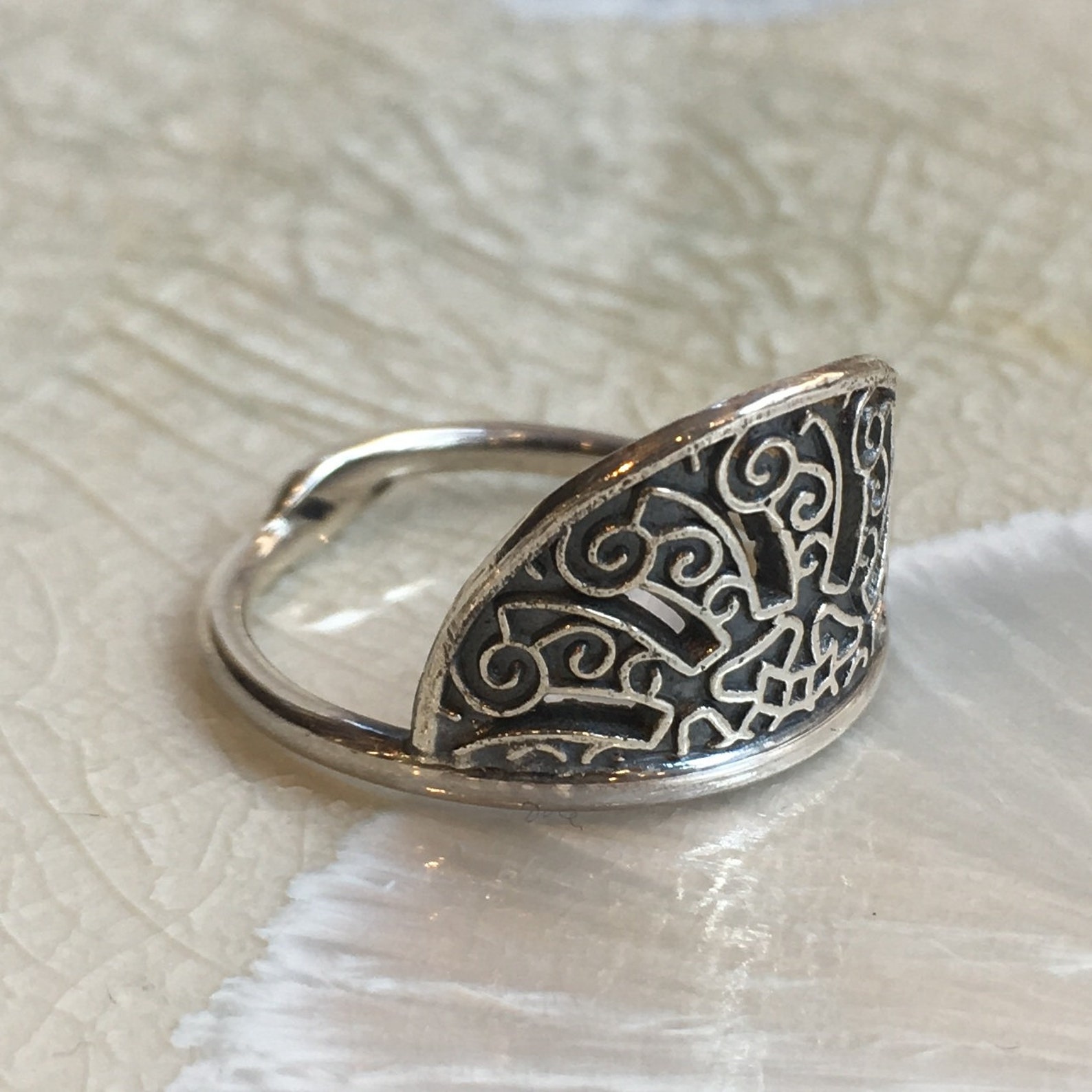 Sterling Silver Ring Tribal Silver Ring Semi Round Statement - Etsy