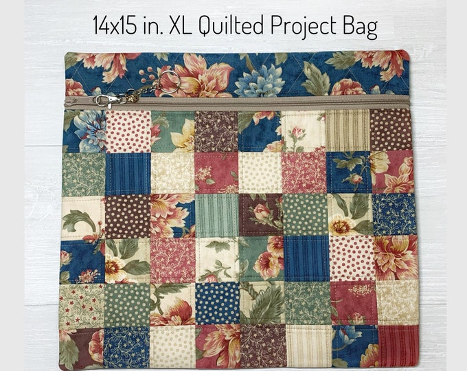 Blackbird Designs Quilted Project Bag, XL Cross Stitch Project Bag With ...