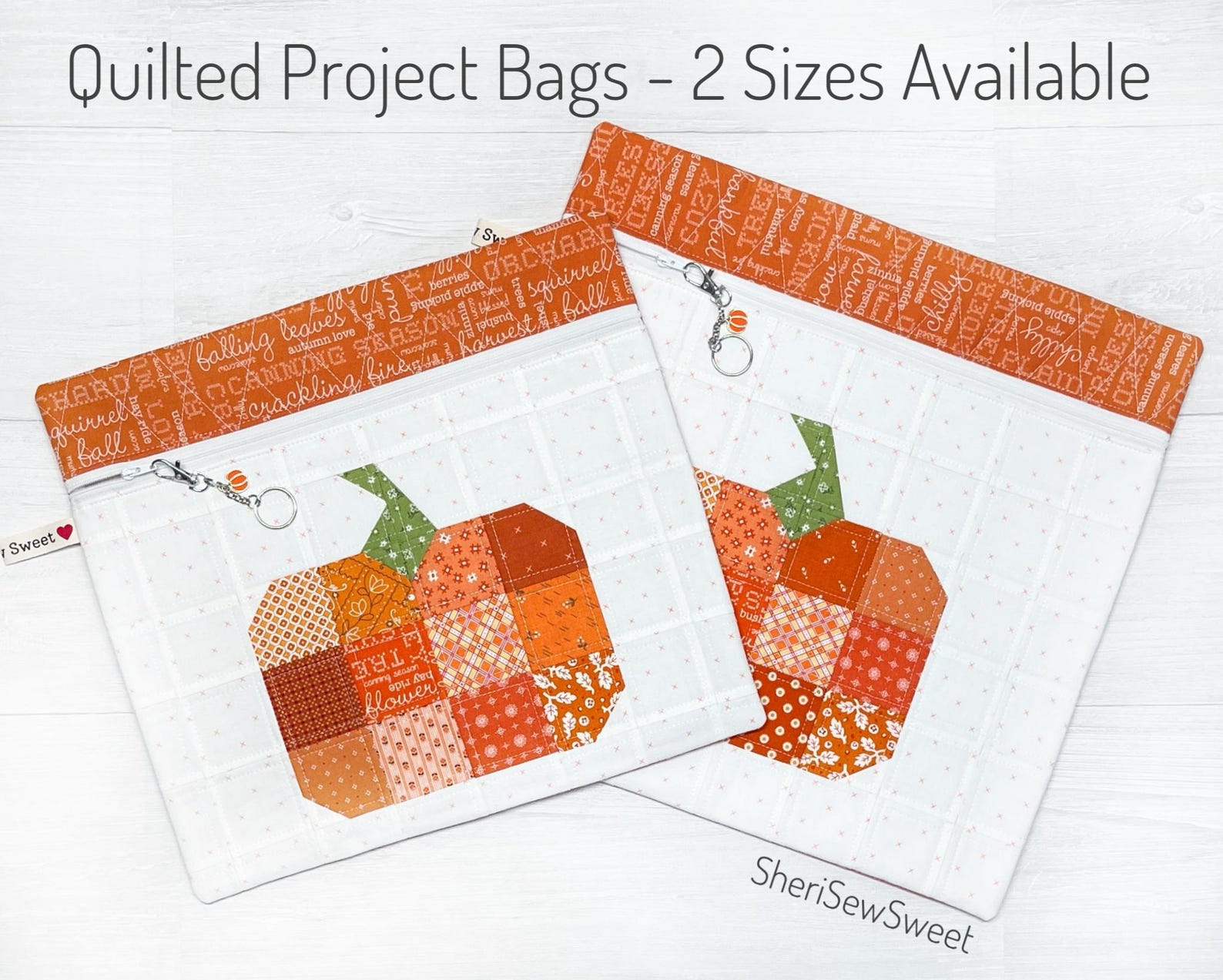 Cross Stitch Project Bag With Pumpkin From Lori Holt Fabric, Patchwork ...