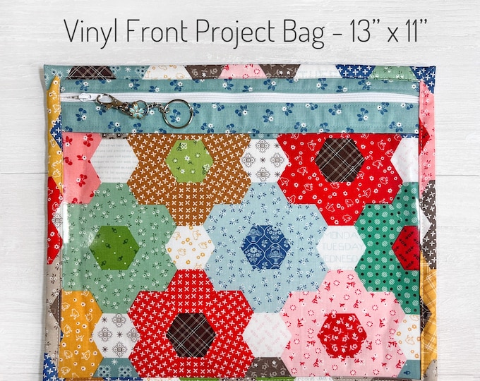 Project Bag With Lori Holt Calico Fabric, Cross Stitch Project Bag ...