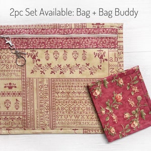 Cross Stitch Project Bag With Threads That Bind Red Sampler Fabric ...