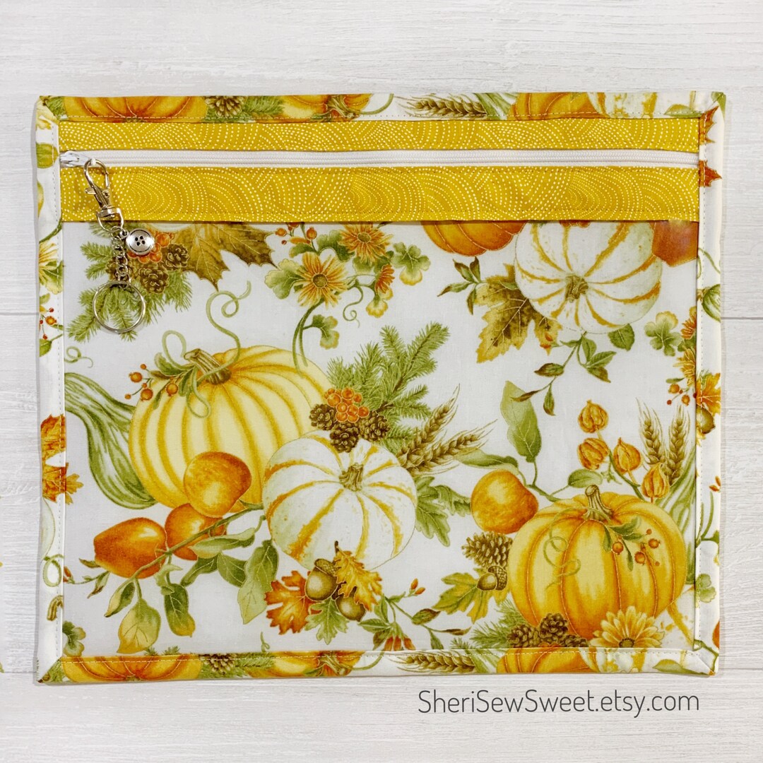 Fall Project Bag, Cross Stitch Project Bag, Vinyl Front WIP Bag, Autumn ...