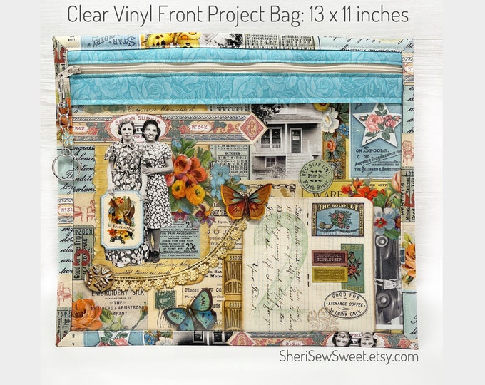 Project Bag With Lori Holt Calico Fabric, Cross Stitch Project Bag ...