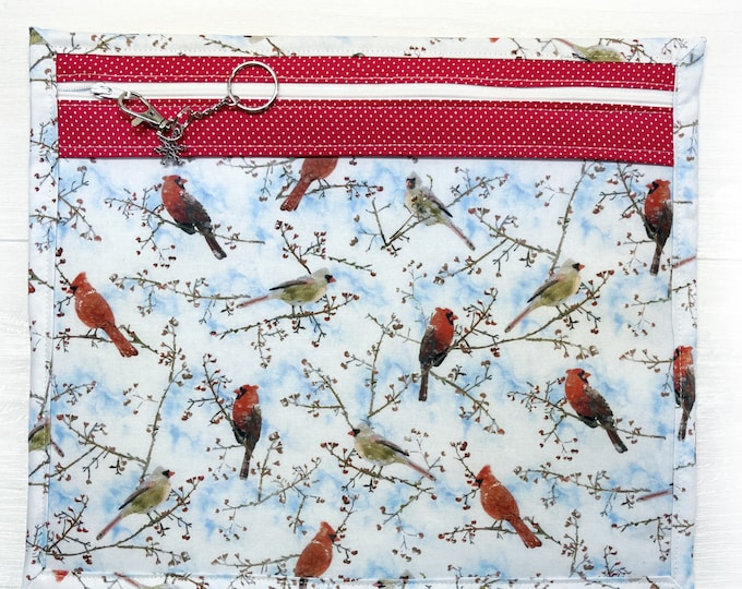 Winter Snowman Cross Stitch Project Bag, Quilted Zipper Bag, Holiday ...