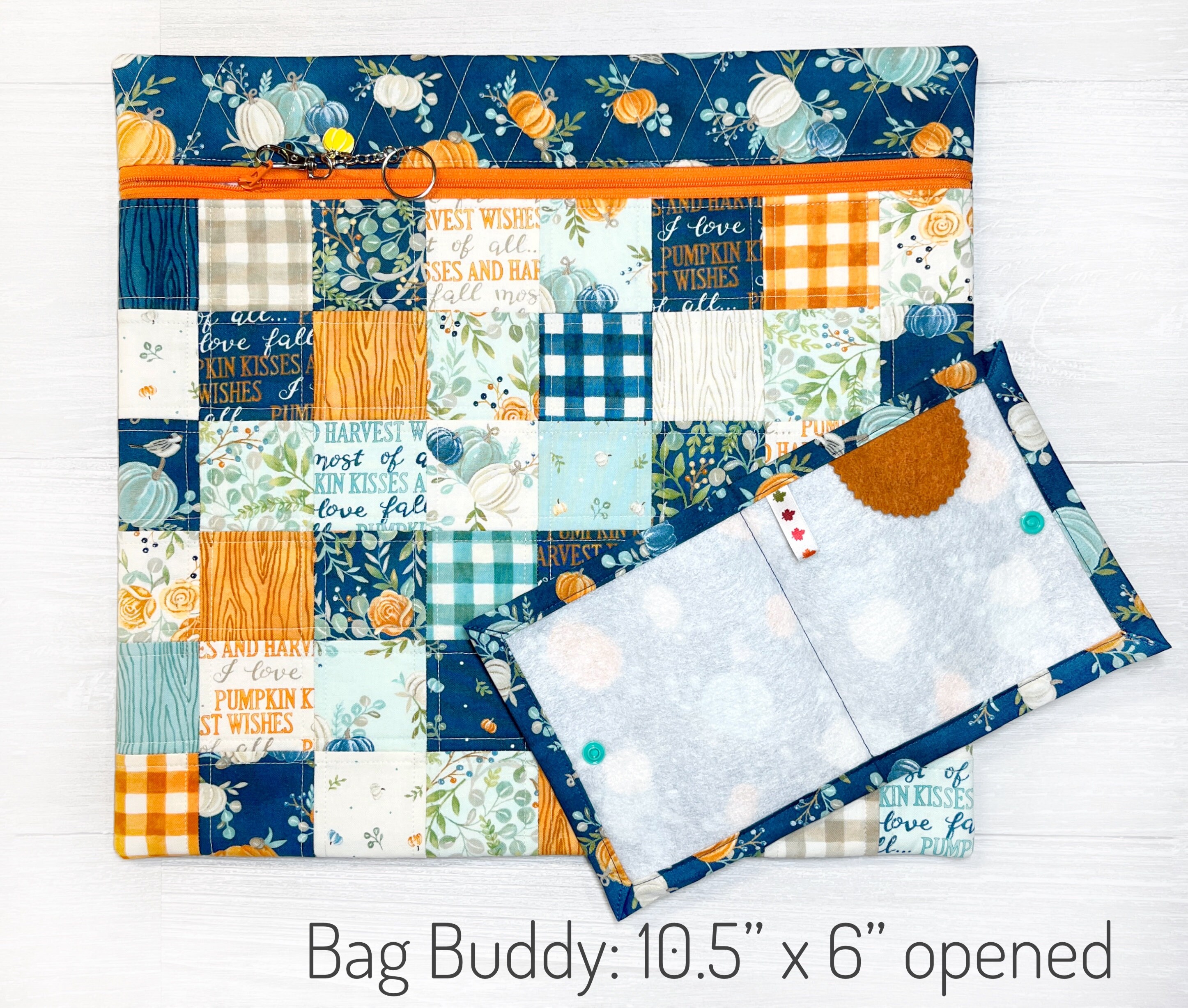 Fall Cross Stitch Project Bag, Quilted Patchwork Bag W/ Harvest Wishes ...