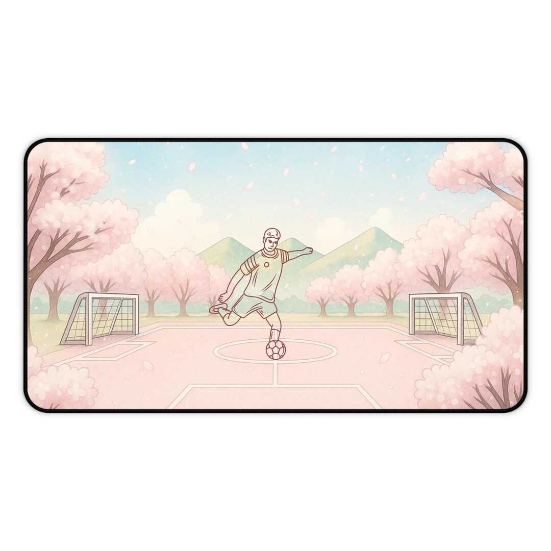 Soccer Desk Mat With Cherry Blossom Design, Gaming Mouse Pad, Office ...