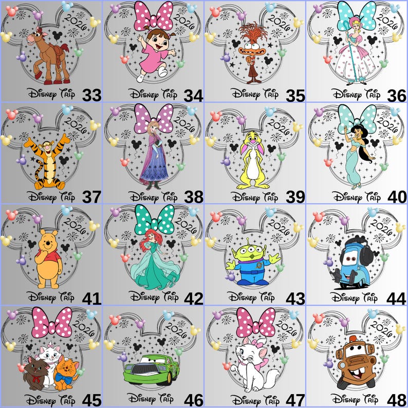 77 Custom Disney Kids Characters Ready to Press DTF, Iron on Decal ...