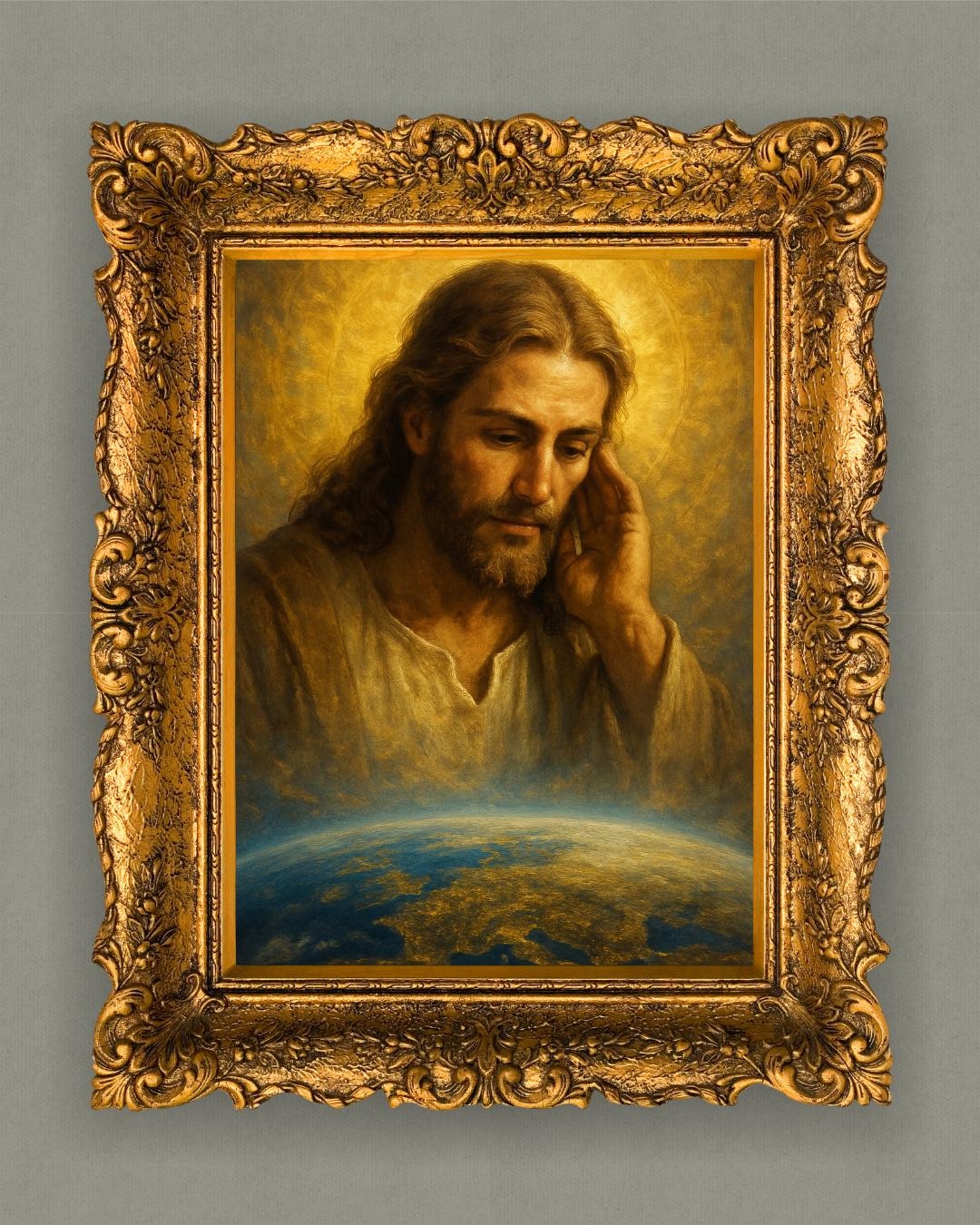 Jesus Listening to World Print: Golden Aura Christian Art (digital ...