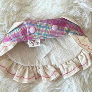 Customizable Plaid Pet Bib With Lace Ruffle Collar - Handmade Dog Cat ...