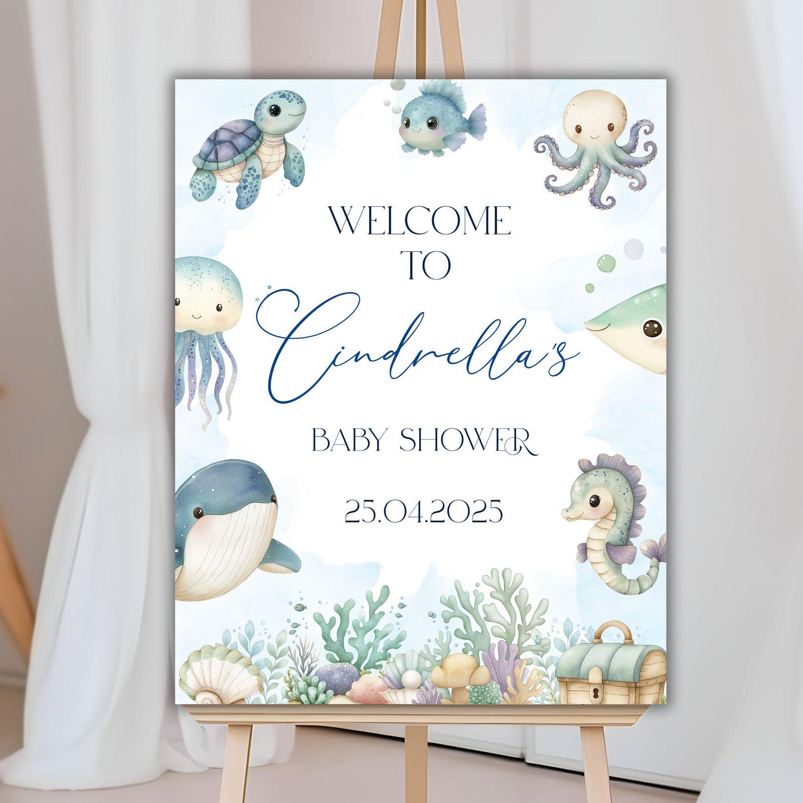 Splash the Fun Baby Shower Welcome Sign | Ocean Theme Editable Poster ...