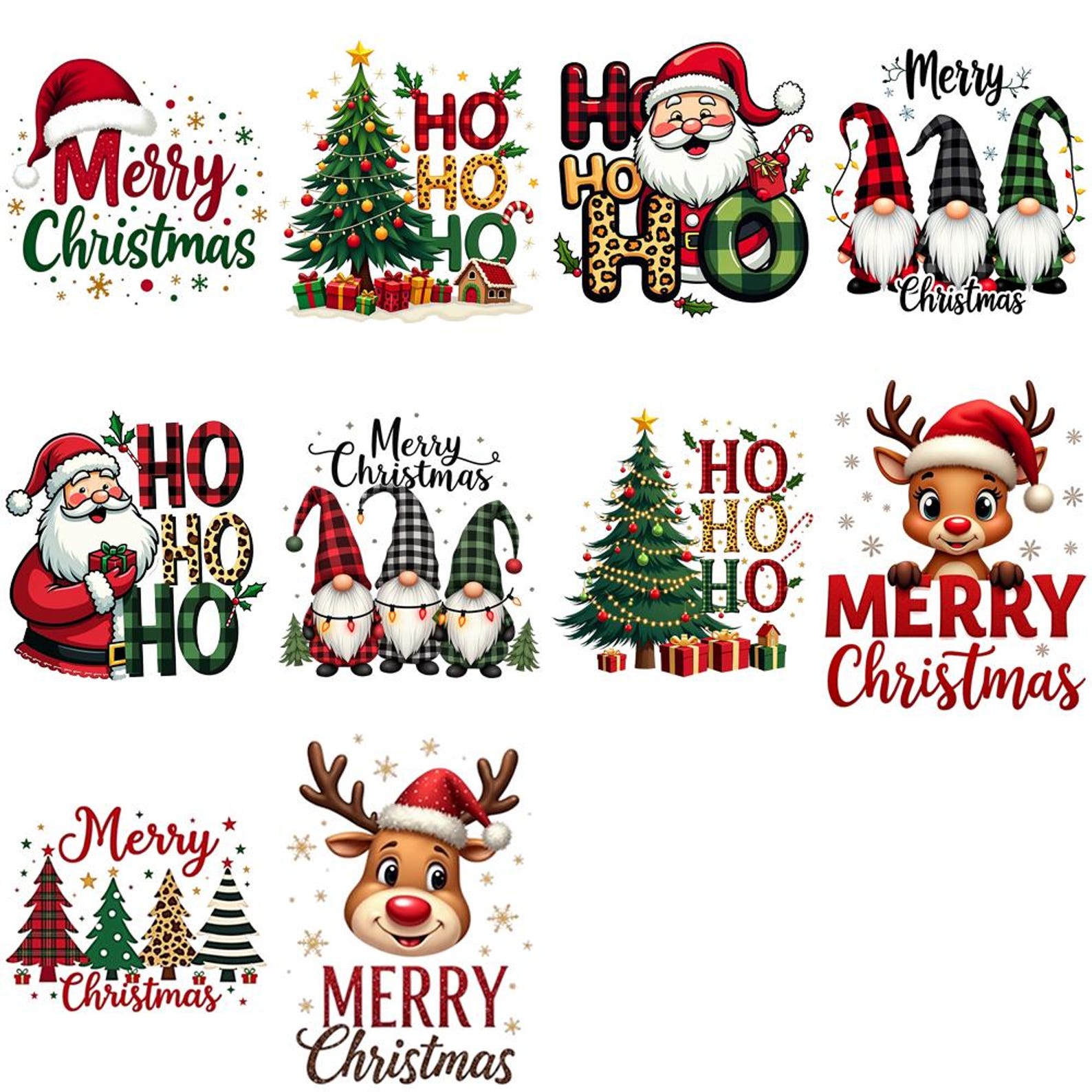 Santa & Reindeer Christmas PNG Clipart Bundle | Holiday Sublimation ...