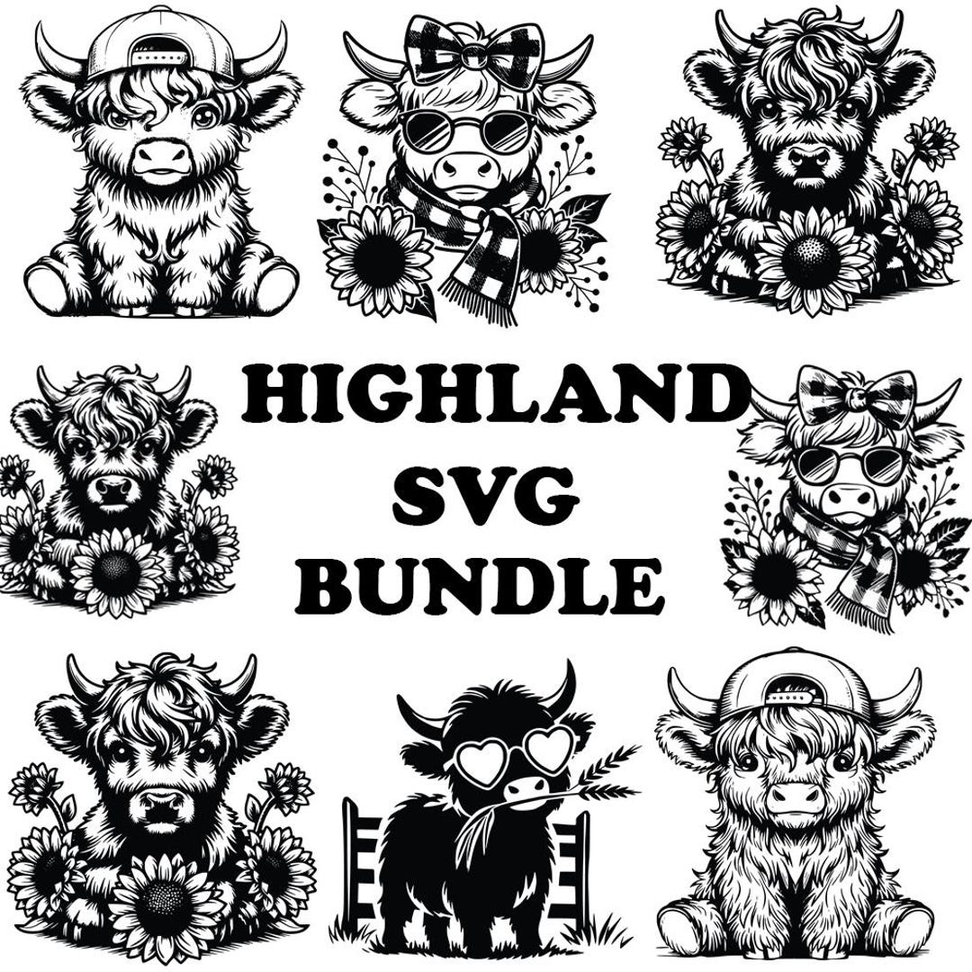 Highland Cow SVG Bundle, Farm Animal Laser Cut Files - Etsy