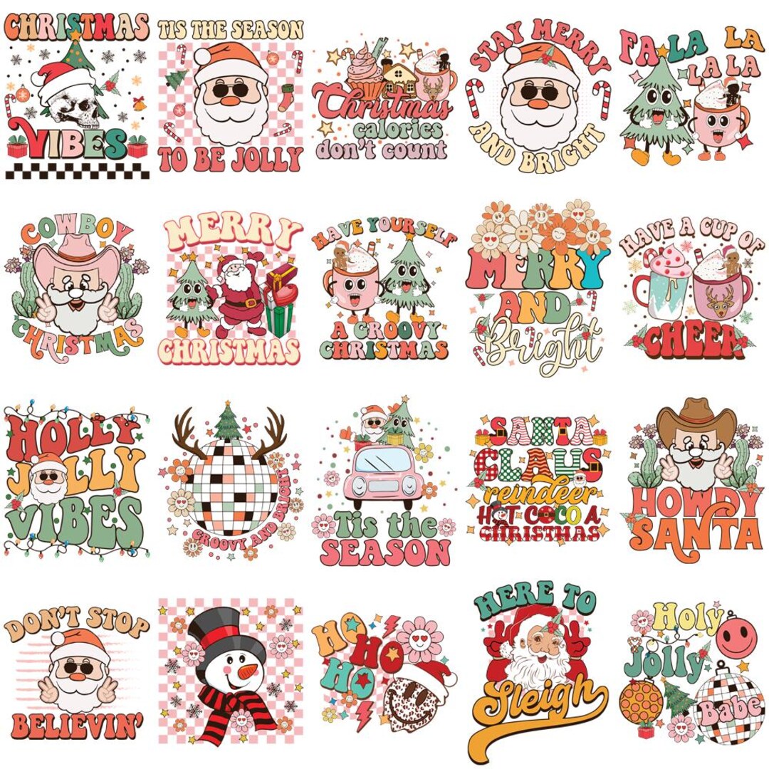 Retro Christmas SVG Bundle, Vintage Holiday Designs (digital Download ...