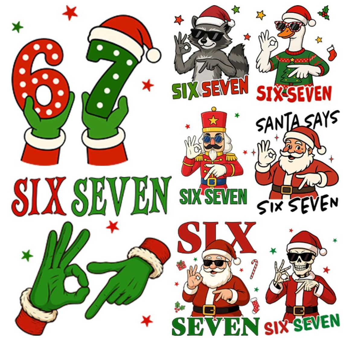 Funny Christmas Six Seven Meme PNG Bundle | Gen Alpha Xmas Clipart - Etsy