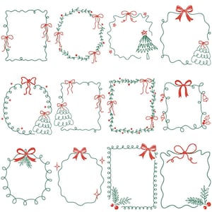 Hand Drawn Christmas Frames Clipart | Coquette Holiday Doodles (SVG ...