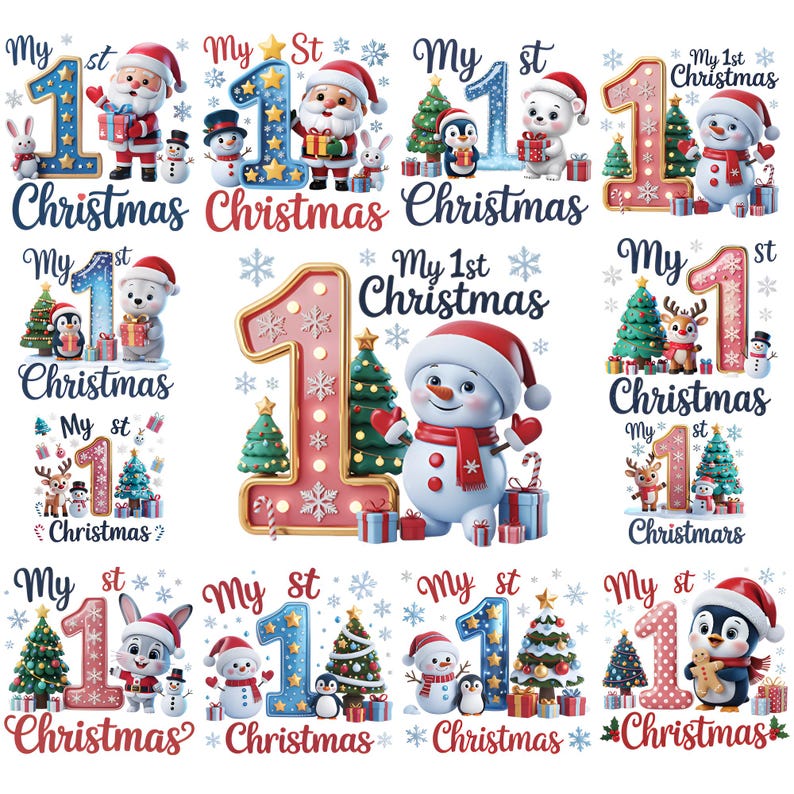 Baby's First Christmas PNG Clipart Bundle, Holiday Designs (digital ...