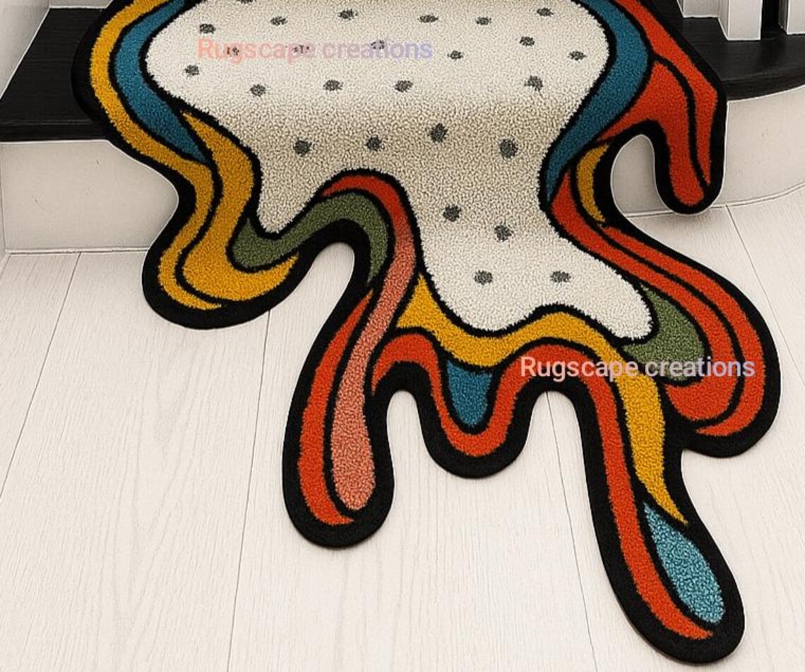Abstract Handmade Wool Runner Rug | Colorful Art Stair Carpet - Etsy