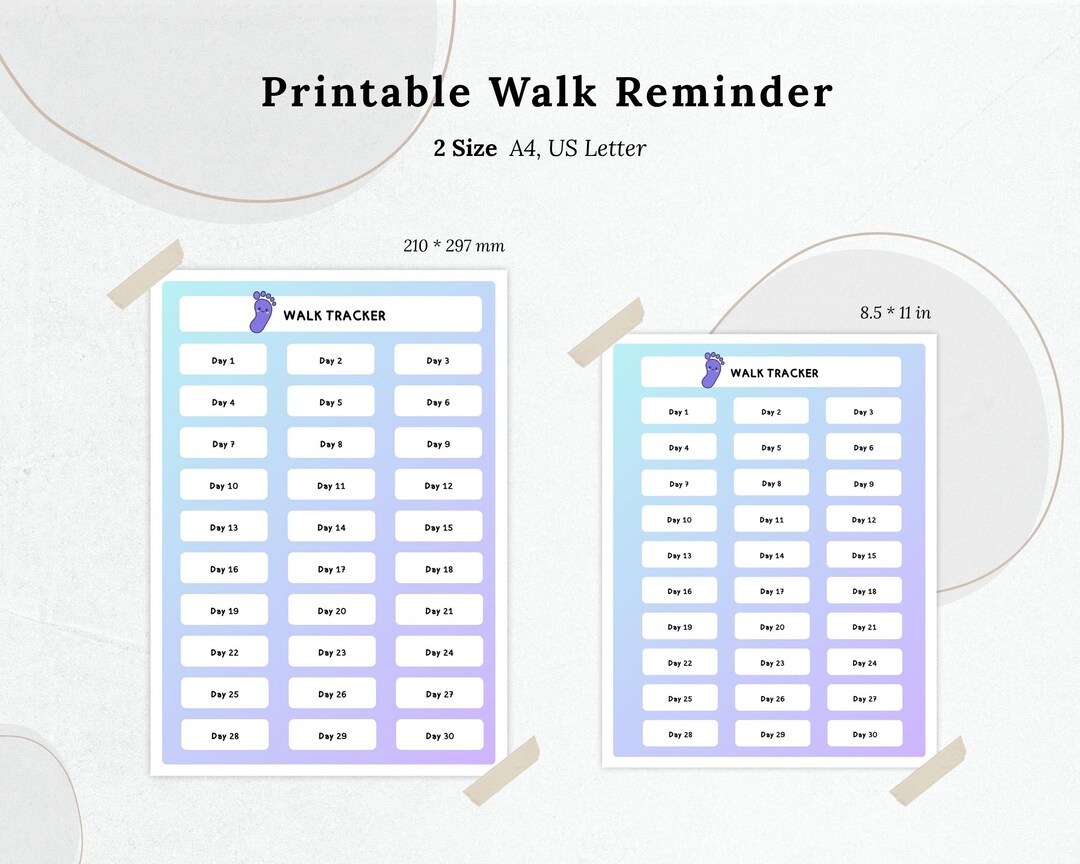 Walk Tracker Printable, Daily Step Tracker, Digital Walking Log ...