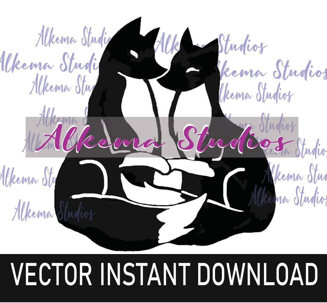 Cute Fox Couple Vector, Cuddling Foxes SVG Clipart, Wedding Love ...