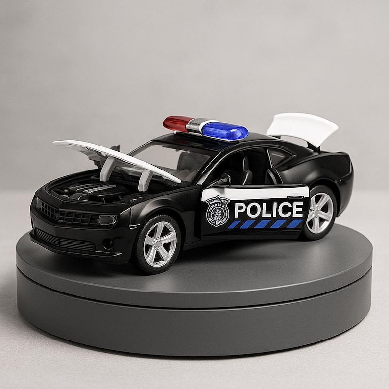 Diecast Police Car Model | Collectible Black White Patrol Car Vintage ...