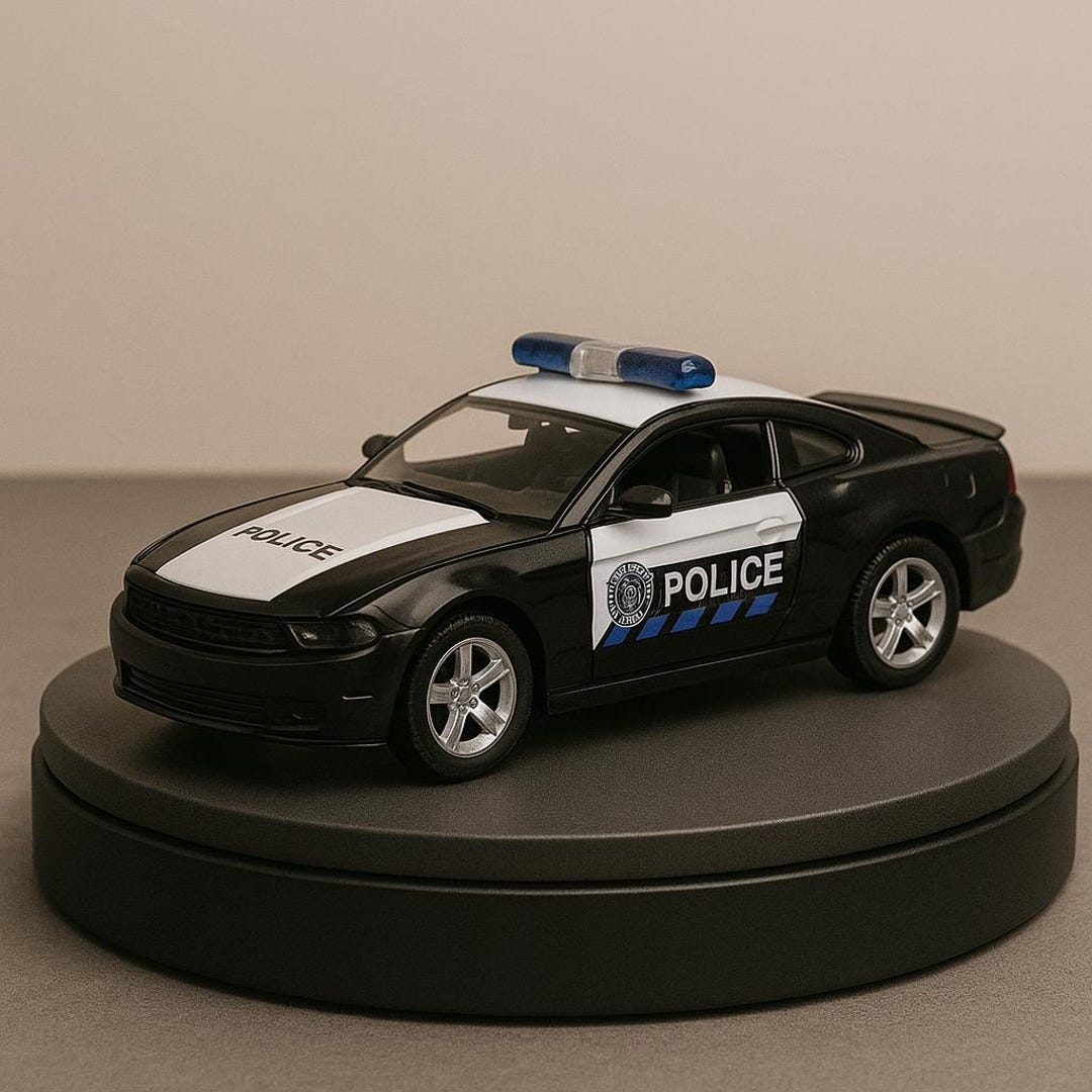 Diecast Police Car Model | Collectible Black White Patrol Car Vintage ...