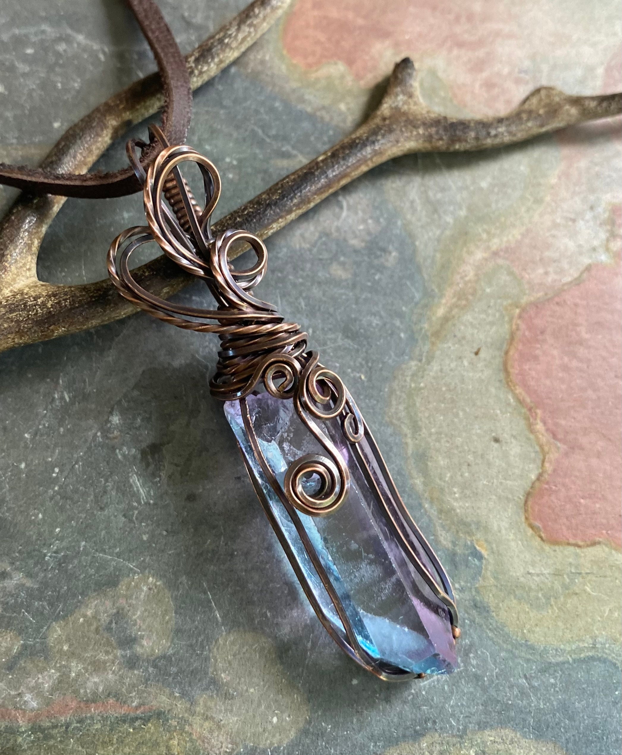 Wire Wrapped Crystal Pendant Necklace