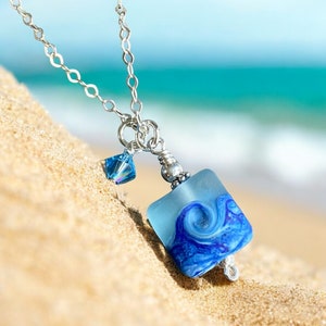 Ocean Beach Wave Necklace, Blue Beach Wave Necklace,ocean Wave Lampwork ...