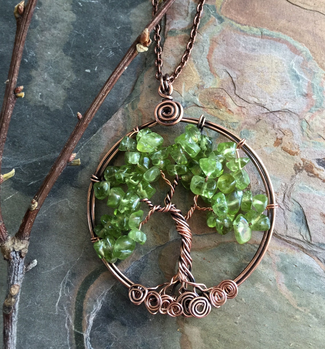 Peridot Tree of Life Necklace August Birthtone Tree of Life | Etsy