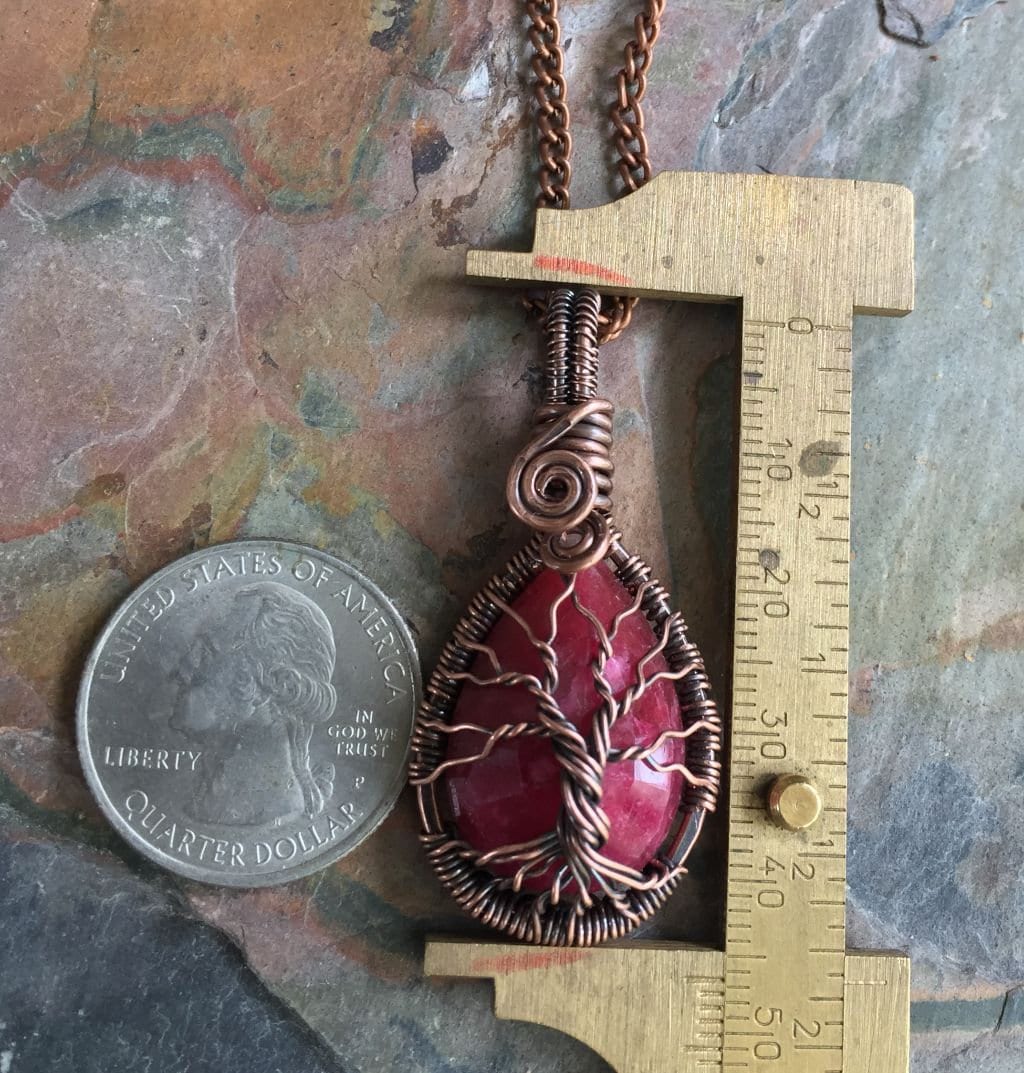 Wire Wrapped Ruby Necklace in Antiqued Copper,Genuine Ruby Tree of Life ...
