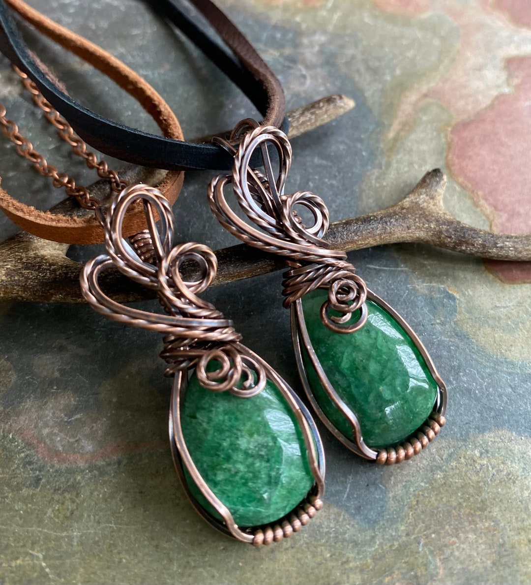 READY SHIP in 1 to 2 Days, Emerald Necklace,wire Wrapped Emerald ...
