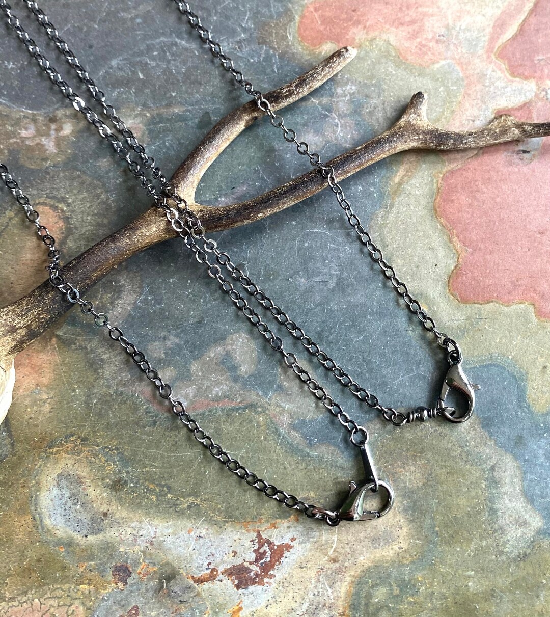 Black Gunmetal Cable Chain Necklace: Soldered Brass Pendant Chain - Etsy