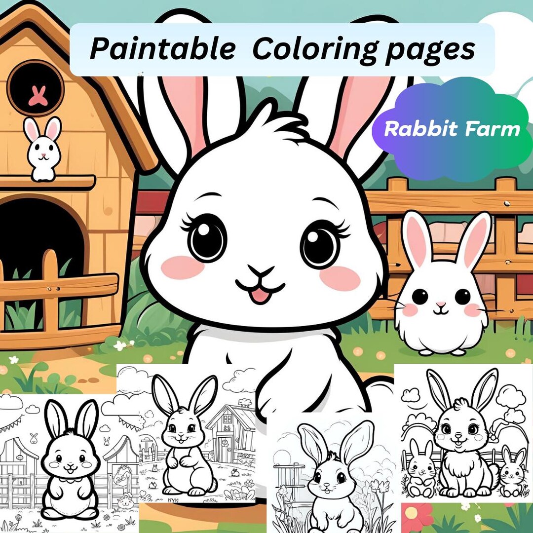 Rabbit Farm Coloring Pages for Kids – 10 Printable Cute Bunny Sheets ...