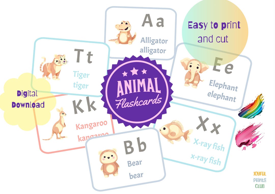 Animal Alphabet Flashcards A-Z | Printable ABC Letter Cards for ...