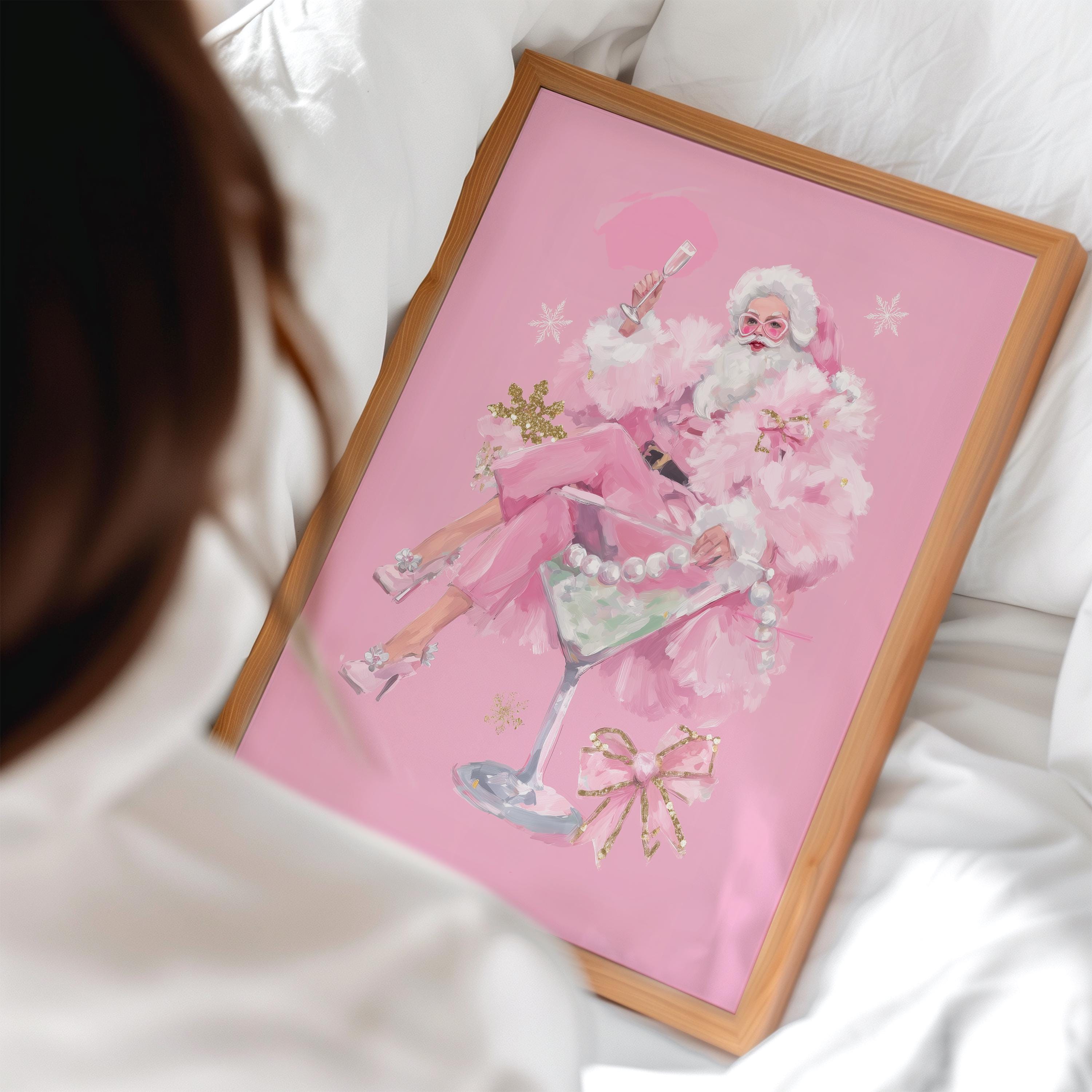 Glam Pink Girly Santa Printable (digital Download), Coquette Christmas ...